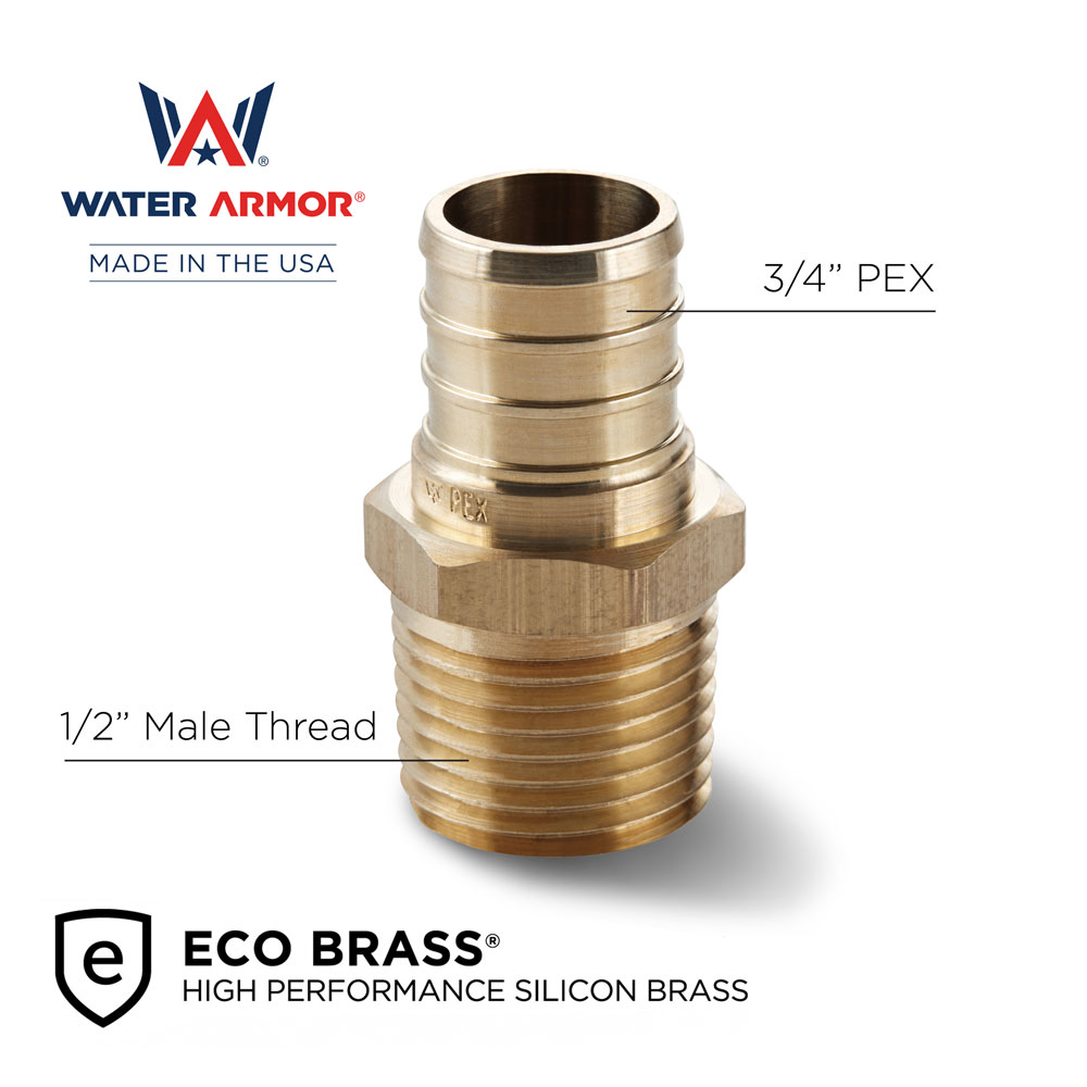 3/4” Lead-free* PEX to 1/2” Threaded Male Adapter WAEA430JG-025 | Lead ...
